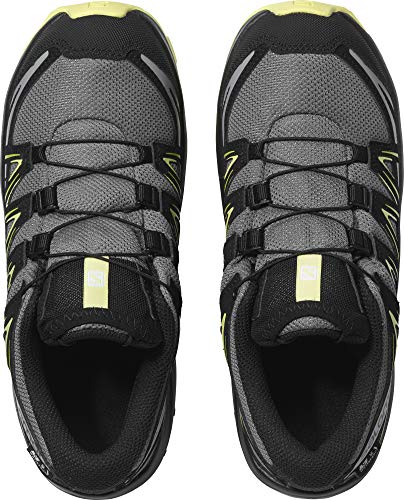 Salomon Kids XA PRO 3D CLIMASALOMON Waterproof Trail Running Shoes, Gargoyle/Black/Charlock, 13 US Unisex Little