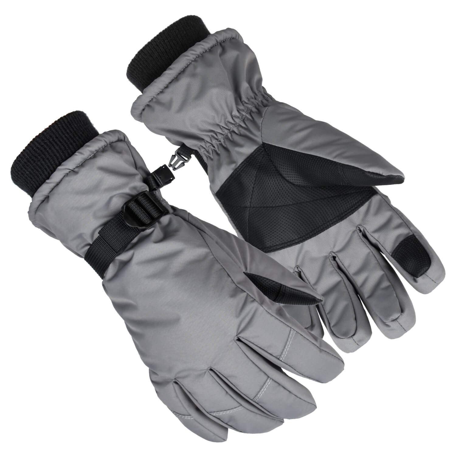 OZERO Snow Ski Gloves Waterproof Touchscreen Winter Thermal for Snowmobile/Motorcycle Riding/Work for Men and Women Small Grey