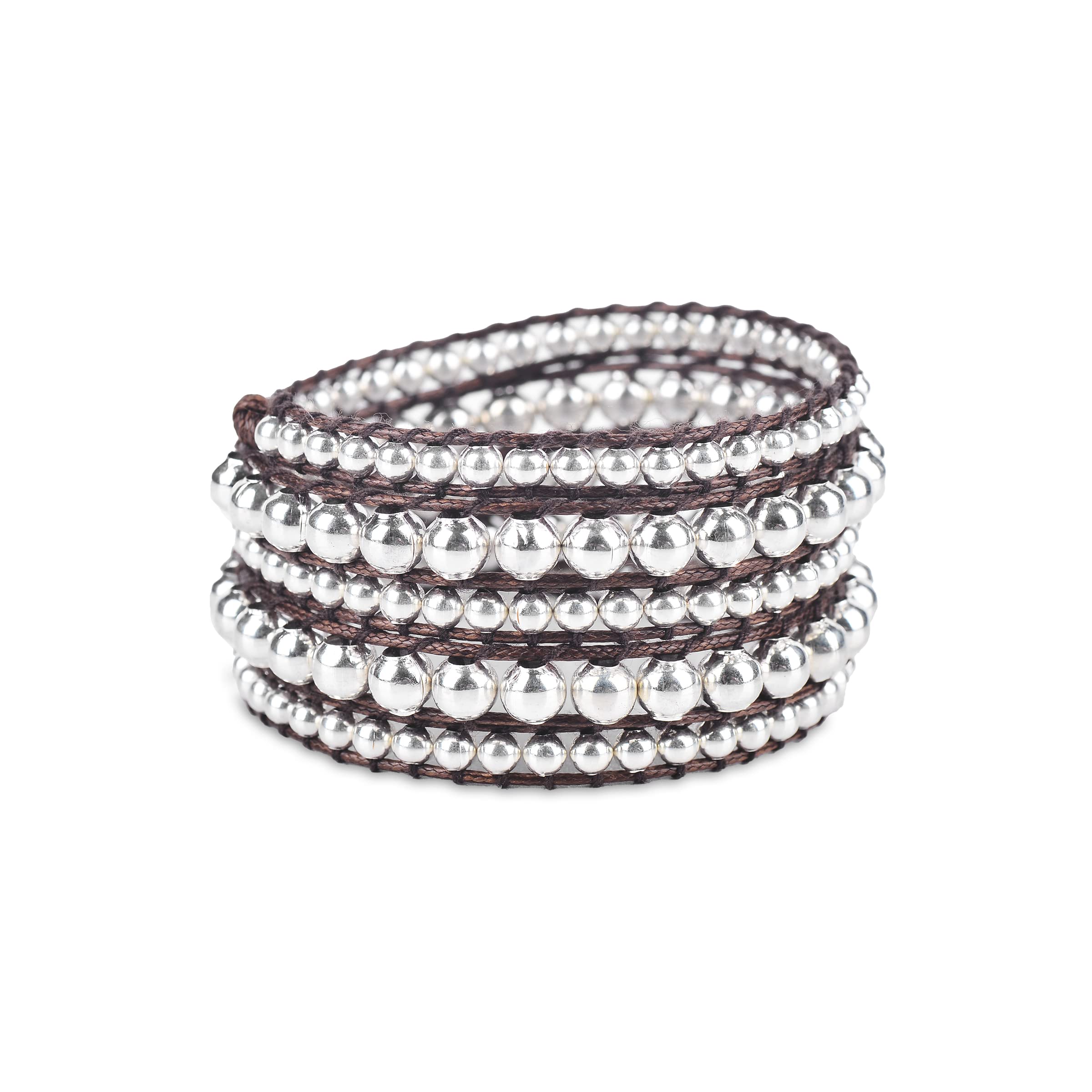 spirit wrist Silver Zinc + Brown Dakota Boho Wrap Bracelet