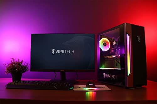 ViprTech Snowstorm Gaming PC Desktop Computer - AMD Ryzen 3 2200G, AMD Radeon Vega 8 Graphics, 8GB DDR4 RAM, 128GB M.2 SSD, 500GB HDD, WiFi, RGB, Windows 10 Pro, 1 Year Warranty, USA Built