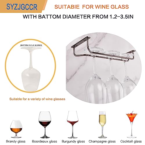 SYZJGCCR 10.6 inch Single Rail Wine Glass Rack, Black, 2Pcs