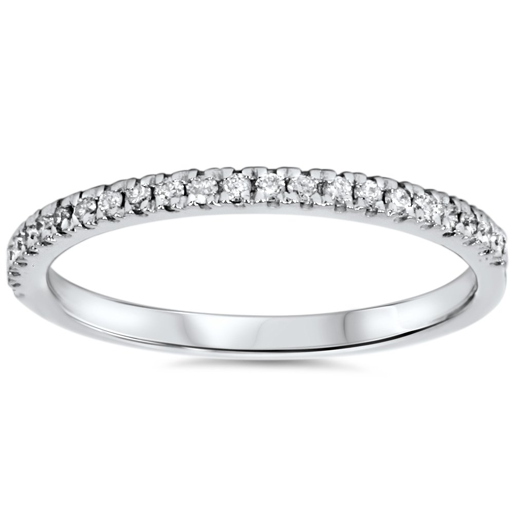 P3 POMPEII3 1/5ct Pave Diamond Wedding Ring 10K White Gold - Size 5