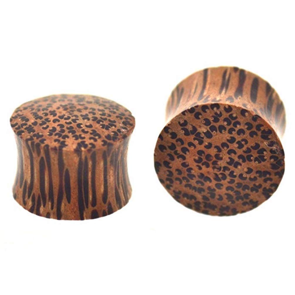 Pair of Organic Coconut Palm Wood Ear Plugs Saddle-Fit Gauges - 9/16 Inch (14MM)