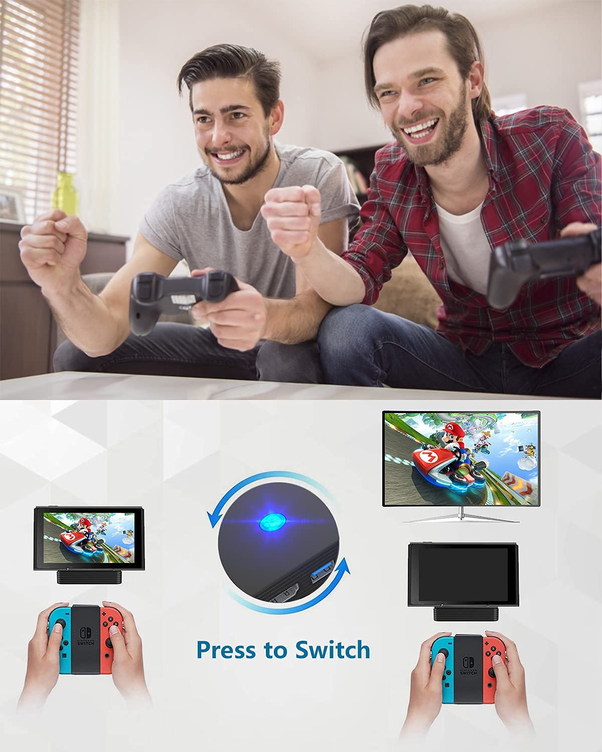Valoin Docking Station for Nintendo Switch, Charging Dock Stand TV Adapter with 4K HDMI USB 3.0 Port, Replacement TV Dock for Nintendo Switch【6 Ports】 z69