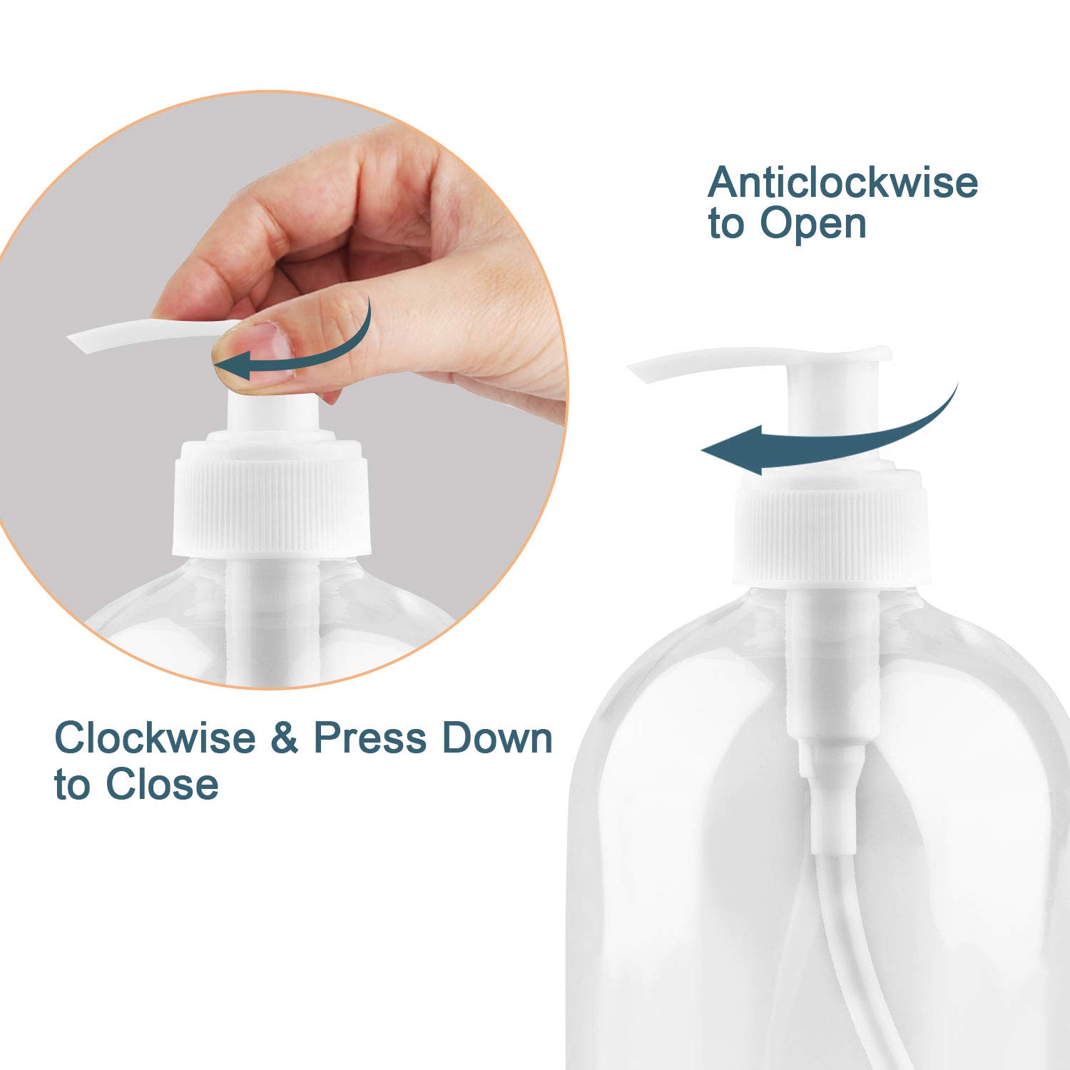 Soap Dispenser 16oz，Woaiwo-q Plastic Pump Bottle Empty Clear Shampoo Dispenser Bottles for Cleaning Solutions,Hair,Oils,(7 PACK)