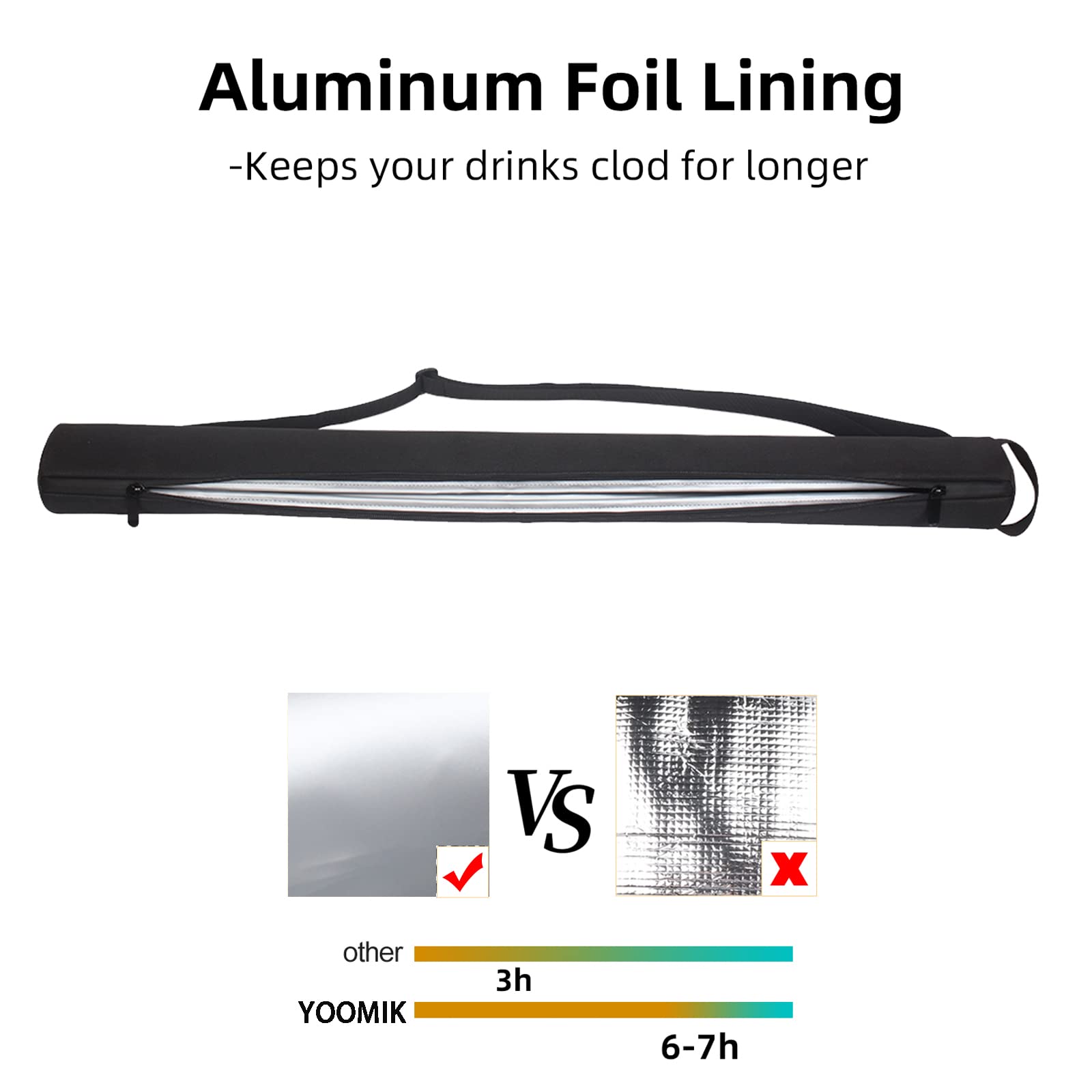 YOOMIK Beer Sleeve for Glof Bag,7-Can Insulated Cooler Sleeve Golf Cooler Bag Beer Cooler Bag for Cans Golf Bag
