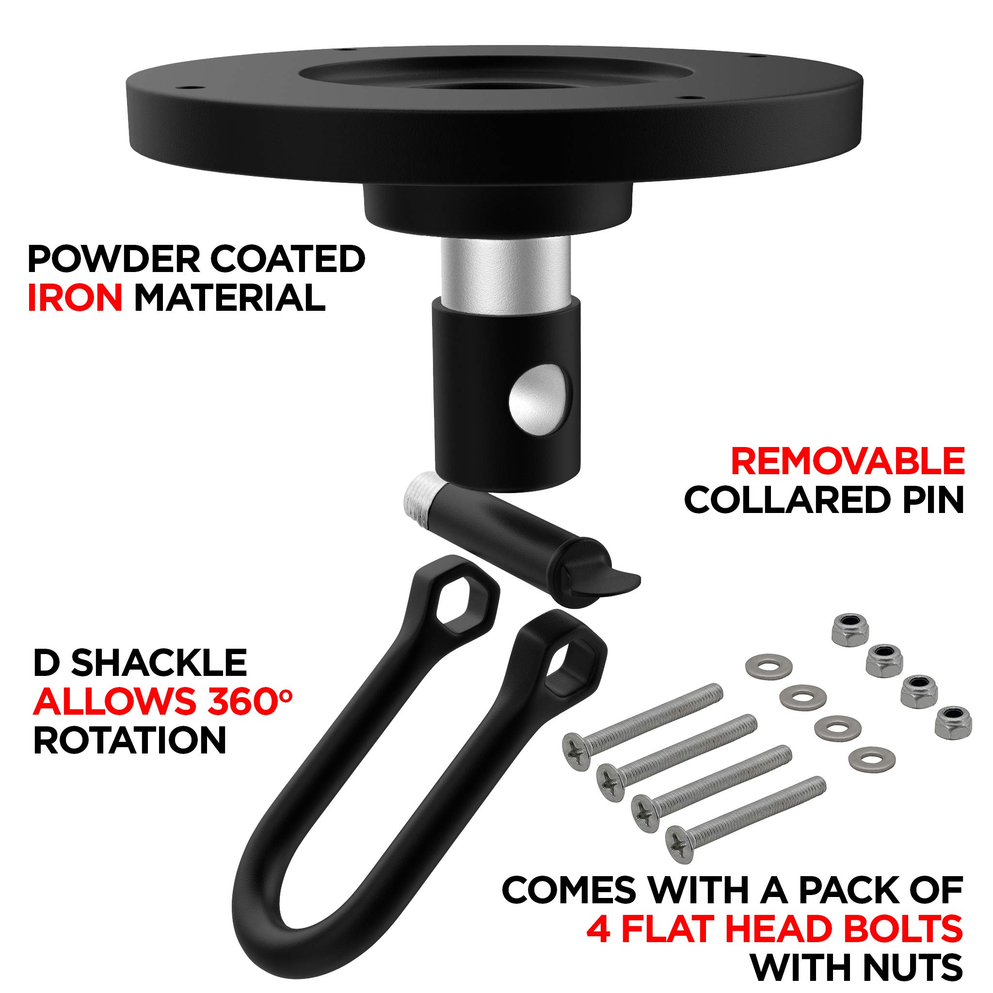 RDX Speed Bag Speedball Swivel, Heavy Duty 360 Multi Direction, Powder Coated Iron Mount Hook for Ceiling and Platform, Boxing Punching Training MMA Muay Thai Equipment Accessories Hanger with Screws