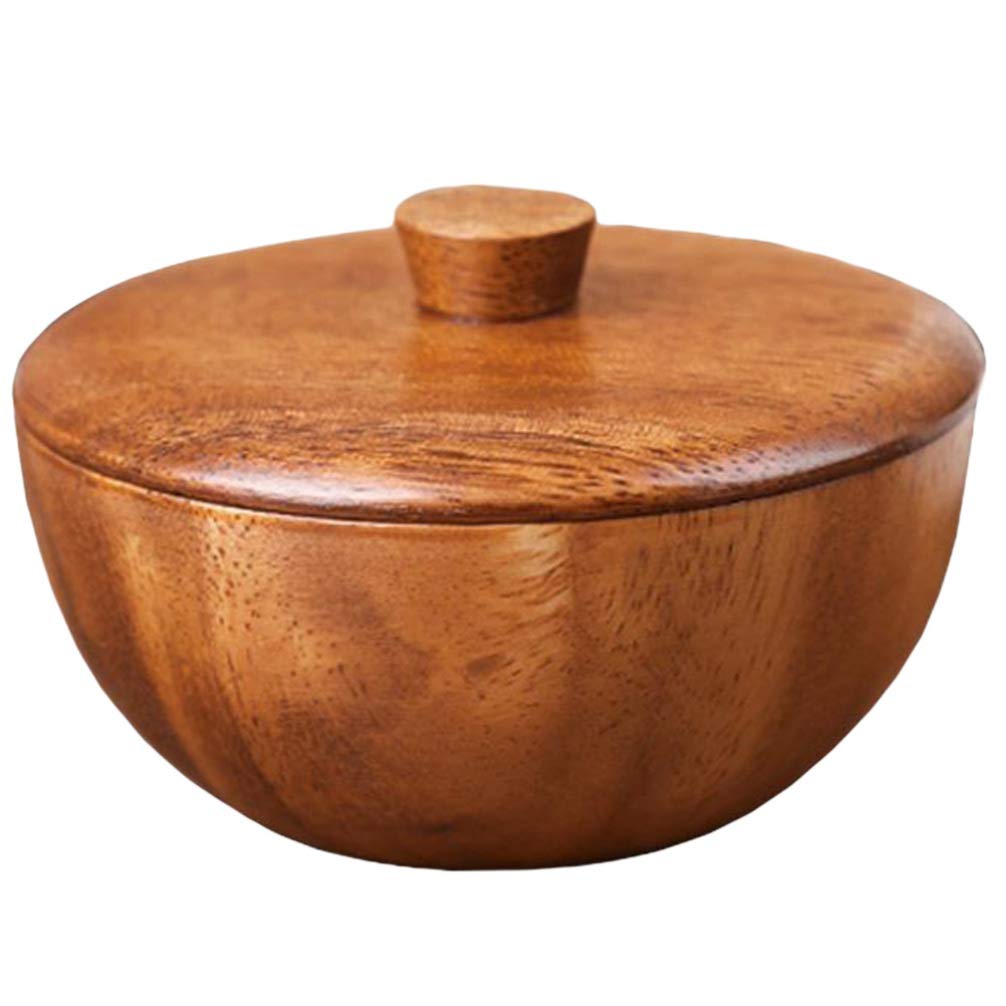 Wood Bowl Nut Bowls Wooden Serving Bowl With Lid Natural Wood Kids Rice Bowl Salad Noddle Soup Dish Food Container Seasoning Holder For Home Kitchen Pepper Box Japanese Wooden Bowl