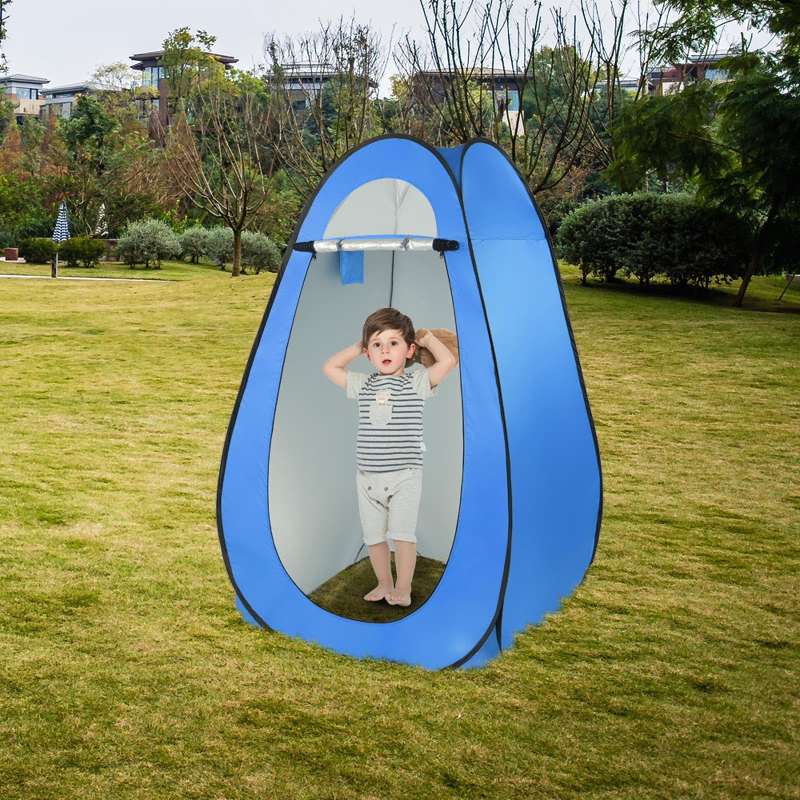 Portable Shower Tent - Pop-Up Changing Room and Camping Shelter Tent for Outdoor Activities - Blue Dressing Tent with Easy Set-Up