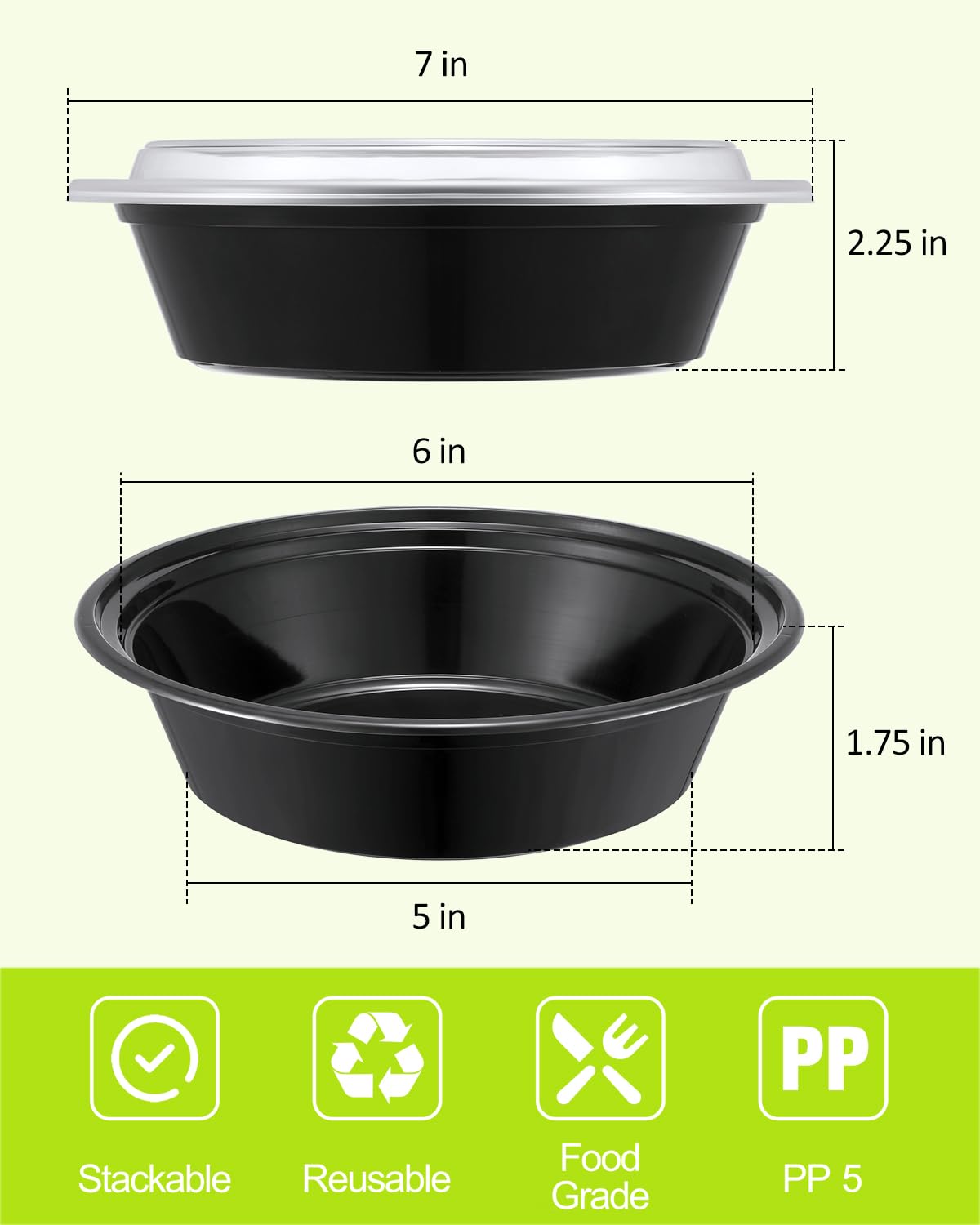 SHOPDAY Meal-Prep-Containers-[35 Pack] 24 oz Plastic-Food-Storage-Containers-with-Lids, Disposable-Food-Prep-Containers-Microwave-Safe, Meal-Prep-Bowls-Reusable, BPA Free To-Go-Contianers-for-Lunch