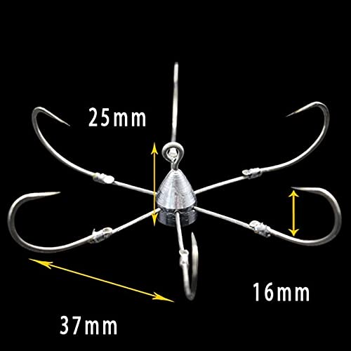 WRLRUILIAN Fishing Accessories Anchor Hook 6 Claw Lead/Copper Crab Hook Steel Explosion Hook Lead Clip Jumping Hook Squid Hook Dressing Accessories Fishing Tools (Color : White)