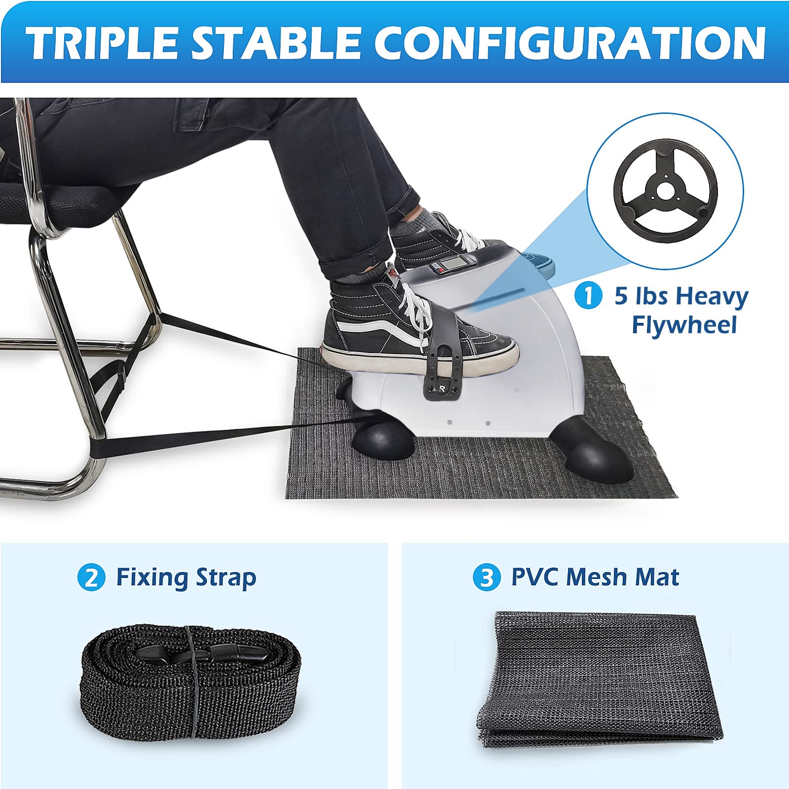 TABEKE Pedal Exerciser Under Desk Bike - Folding Pedal Exerciser for Arm/Leg Workout, Portable Desk Bike Peddler Exerciser with LCD Display