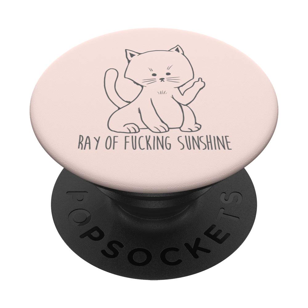 Salty Cat Ray Fucking Sunshine Flipping Off Cute Animal Adul PopSockets PopGrip: Swappable Grip for Phones & Tablets
