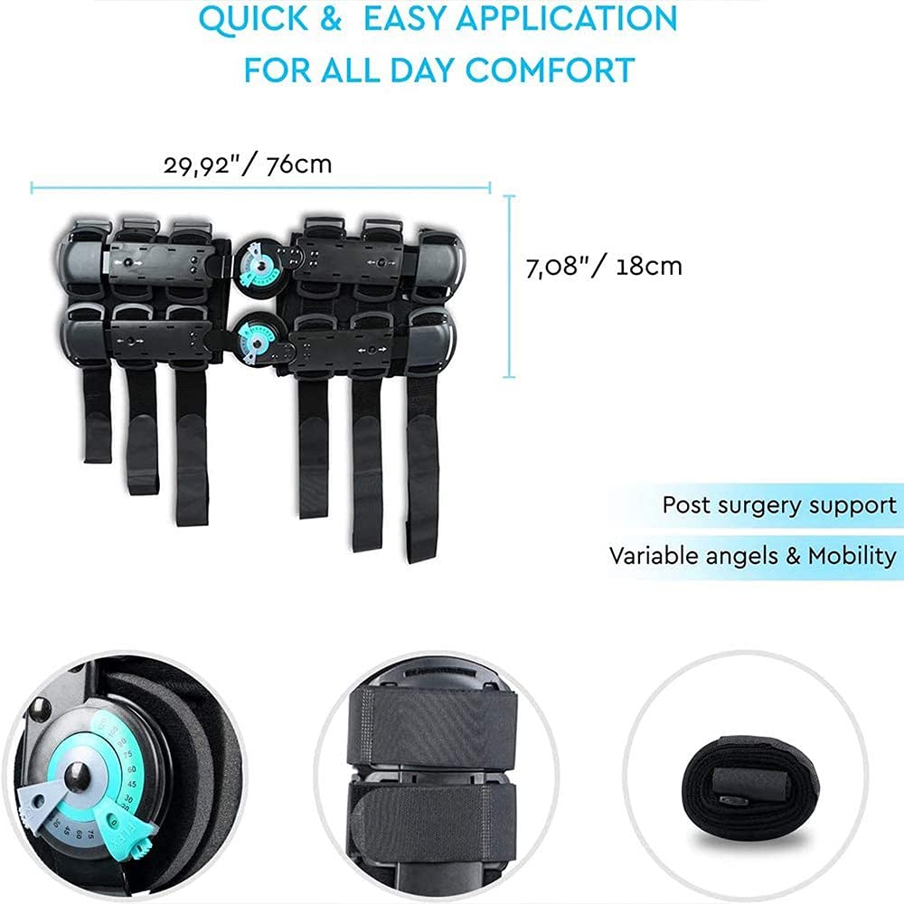 Soles Universal Hinged Knee Brace Telescopic ROM Knee Orthosis, Adjustable Leg Stabilizer, Post Operative Injury Support for ACL, PCL, MCL or LCL, Black