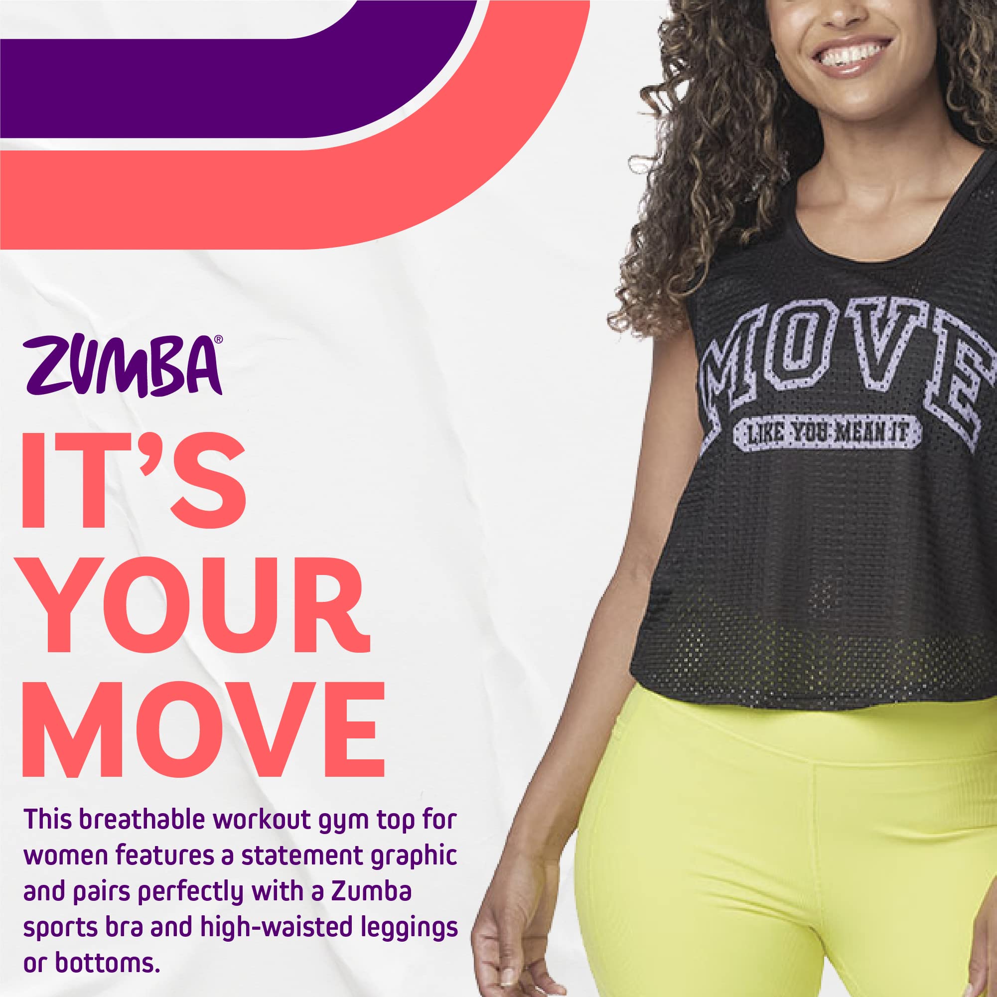 ZUMBA Women's Happy Workout Tank Top, Sleeveless Athletic Shirt, X-Large, Bold Black
