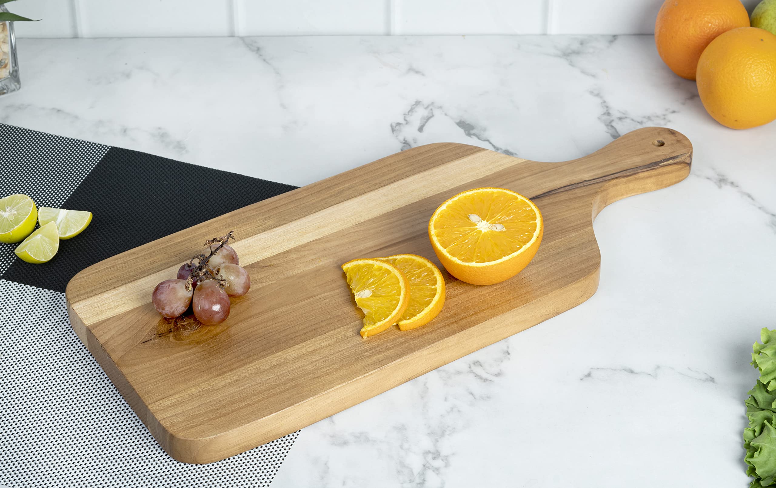 Wood Cutting Board with Handle - Wooden Cheese Board, Mothers Day Gifts, Kitchen Chopping Boards for Bread Meat Fruit Cheese Cutting boards Serving Board Butcher Block Charcuterie Platter, 17" x 7"