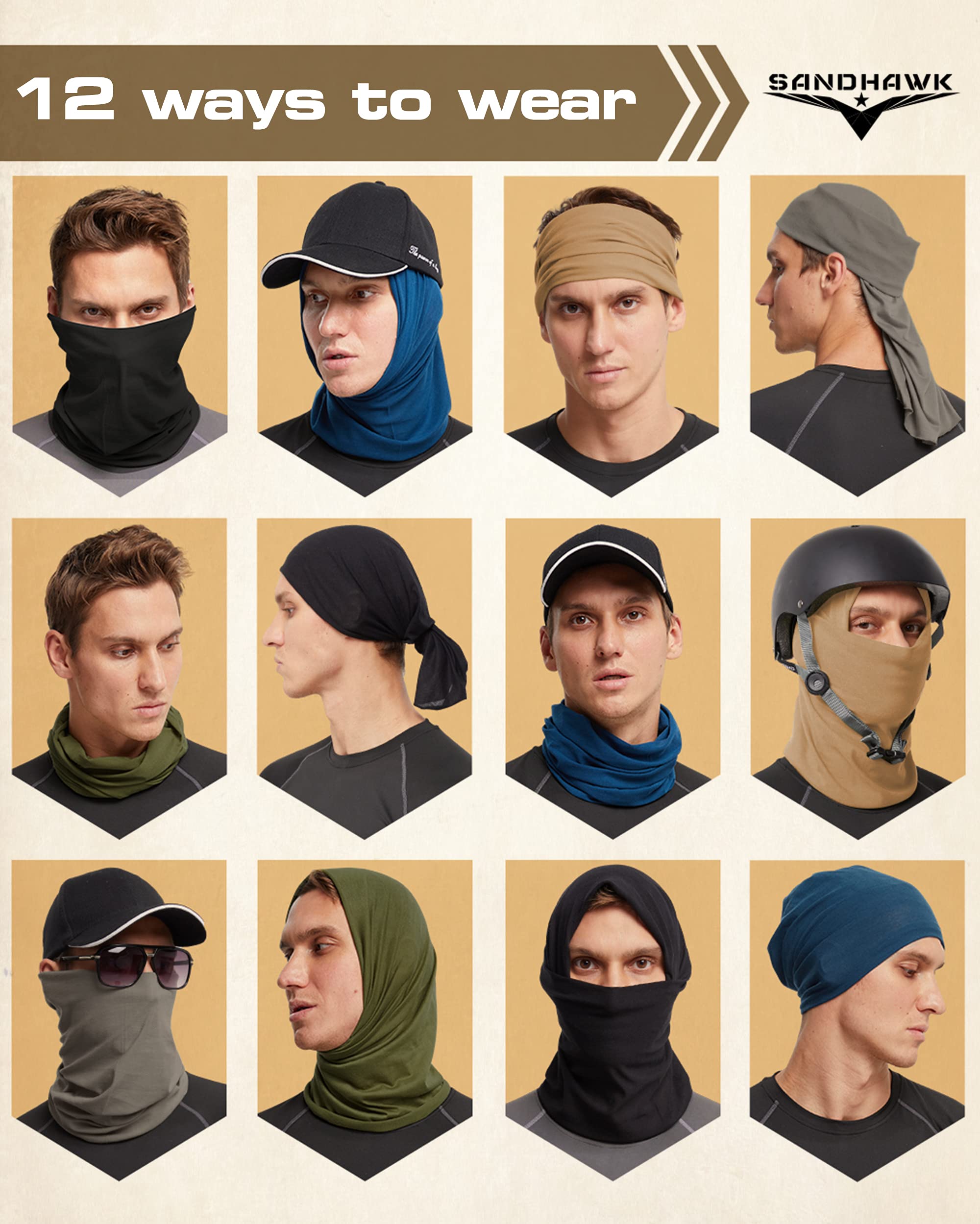 Sandhawk Face Gaiter Mask, Neck Gaiter Face Mask - Patriots Gaiter - Face Masks Reusable, Washable for Hunting & Outdoors