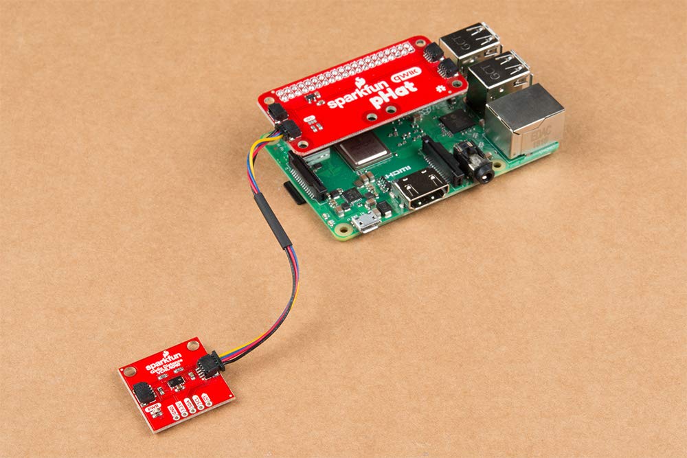 SparkFun Qwiic Starter Kit for Raspberry Pi (not included) v2-CNL4040 Proximity Sensor breakout Micro OLED breakout Environmental Combo breakout & plenty of Qwiic Cables to connect everything together