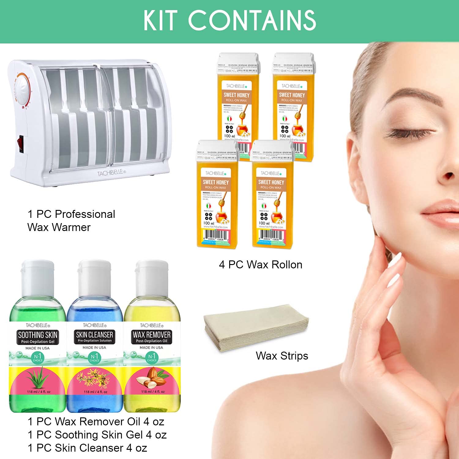 Tachibelle Professional Kit Ultimate 6 Cartridge Roll on Wax Warmer Heater For Hair Removal Epilatory Machine (Warmer Kit)