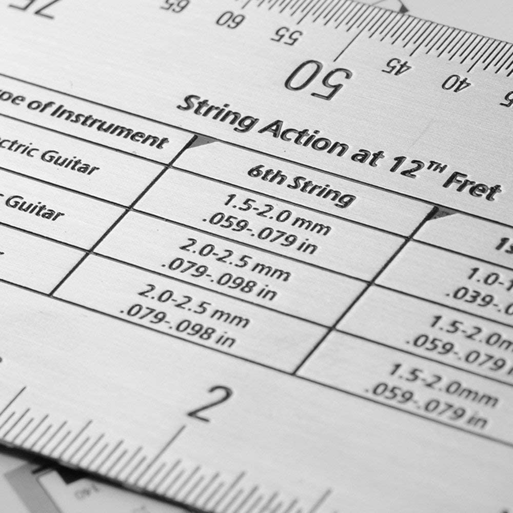 String Action Gauge Ruler, Guitar Height Gauge Set Up Tool for Electric Bass and Acoustic Guitar