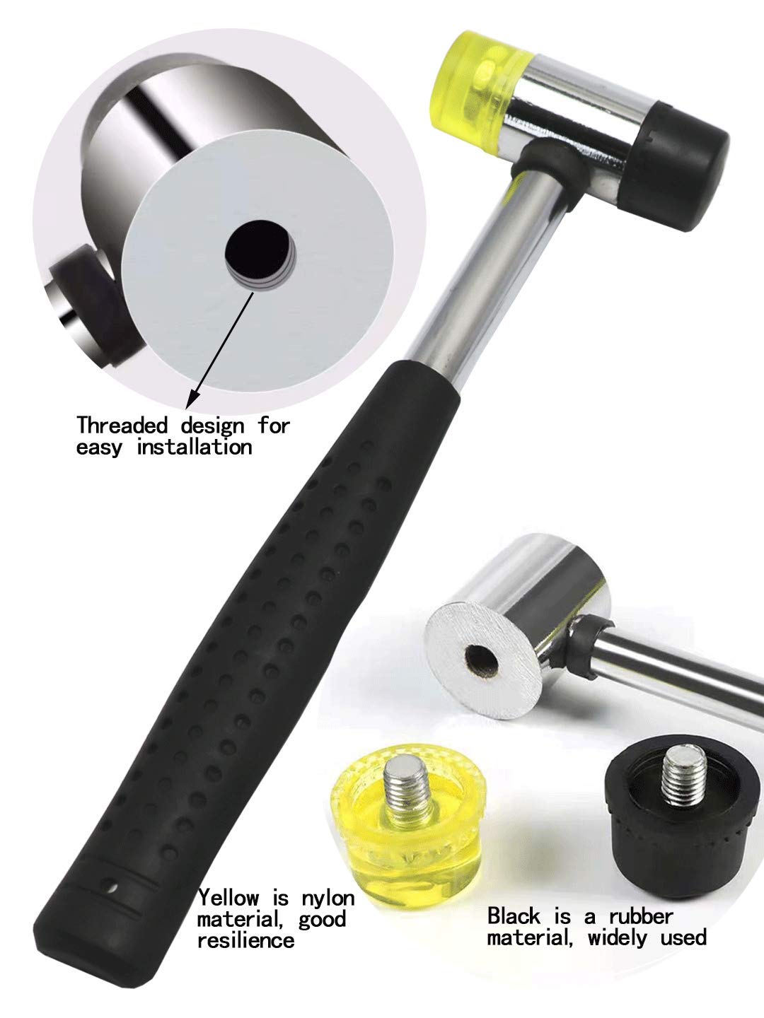 Ubrand AYUBOUSA Double Headed Rubber Hammer Mallet Detachable Replaceable Fret Fretboard Fretwork Installing Tool for Guitar Bass Ukelele Mandolin, 2012-XJC01