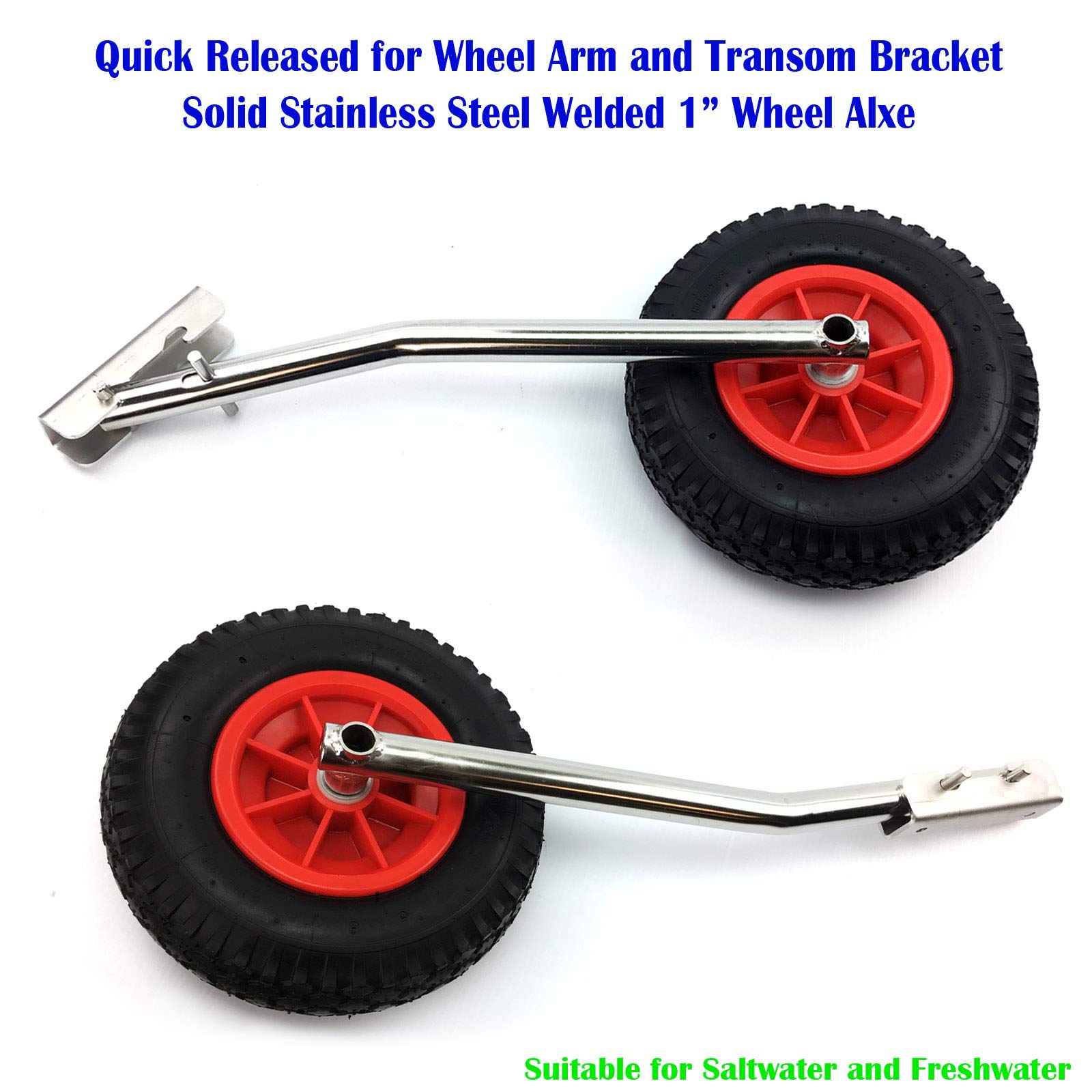 Seamax Stainless Steel Transom Launching Dolly with 12 Inches Wheels for Inflatable Boat and Aluminum Boat