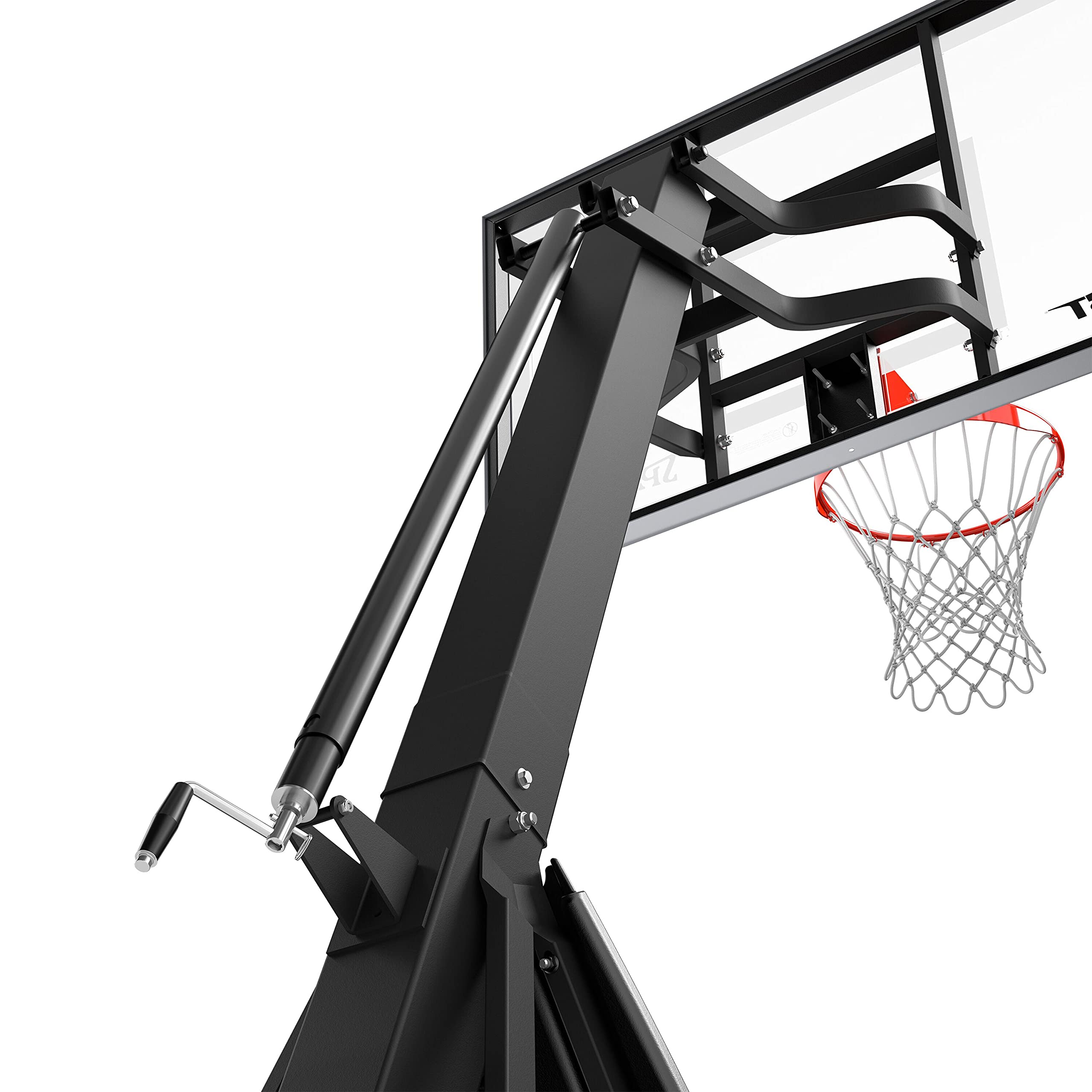 The Beast 54, 54" Glass, Alum Trim, 2 Piece 4" Pole, Screw Jack Lift, Arena Slam Rim, Power Move