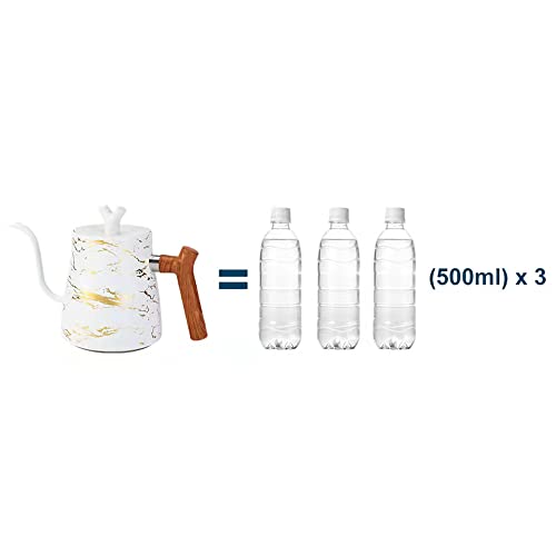 Zalnuuk Tea Kettle, Tea Pot with Tea Infuser, Pour Over Coffee Gooseneck Kettle for Induction & Electric Stovetops (No Gas), 1.5L/50OZ, White