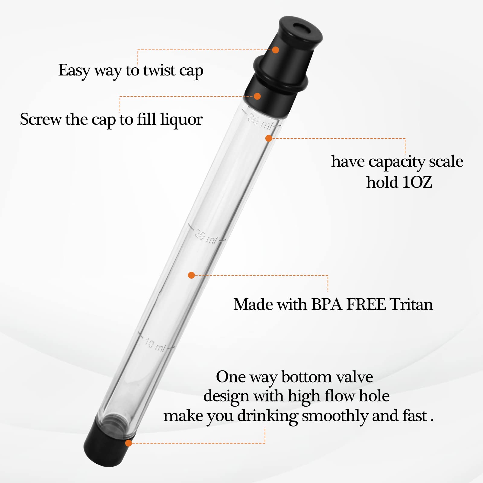 Shot Straw, Shot Holder For Drinks and Chasers,the Beach, Pool, & Parties - Fits All Standard Bottles & Glasses&The Chiase-1oz(Black)