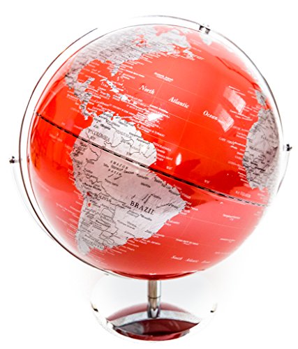 Red & Silver Globe of the World 12"