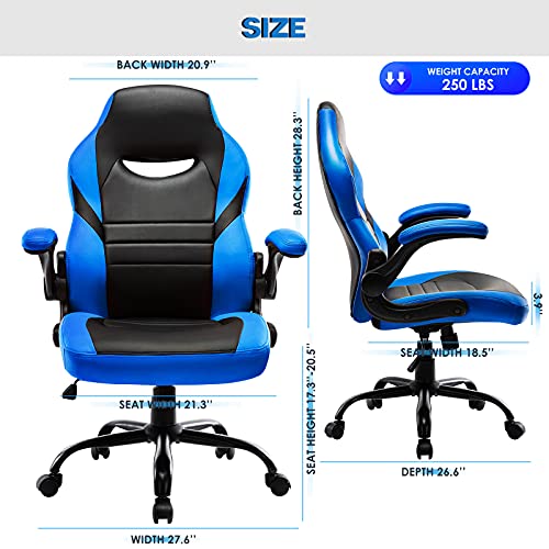 STARSPACE 2022 Flip-Up Arms Office Gaming Chair, Ergonomic Swivel Computer Desk Task Chair for Home Office (Blue)