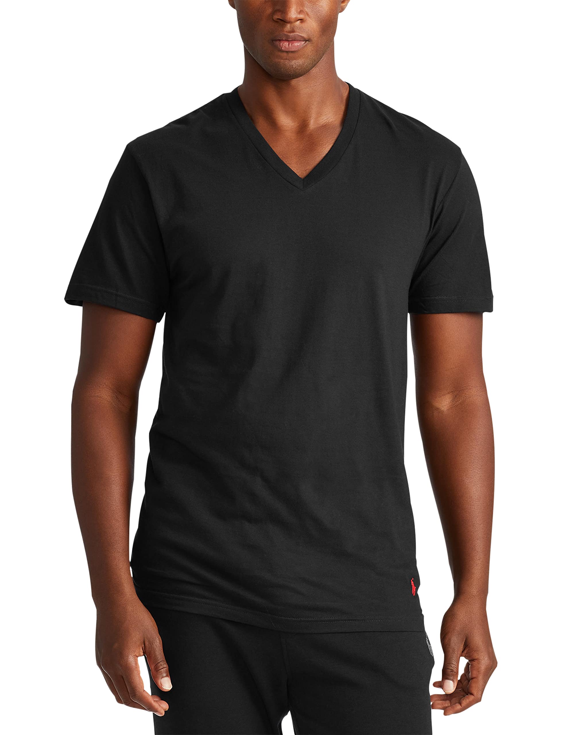 POLO RALPH LAUREN Men's Classic Fit Cotton V-Neck Tee, Andover Heather/Polo Black, Madison Heather/Polo Black, Polo Black/Red, Large