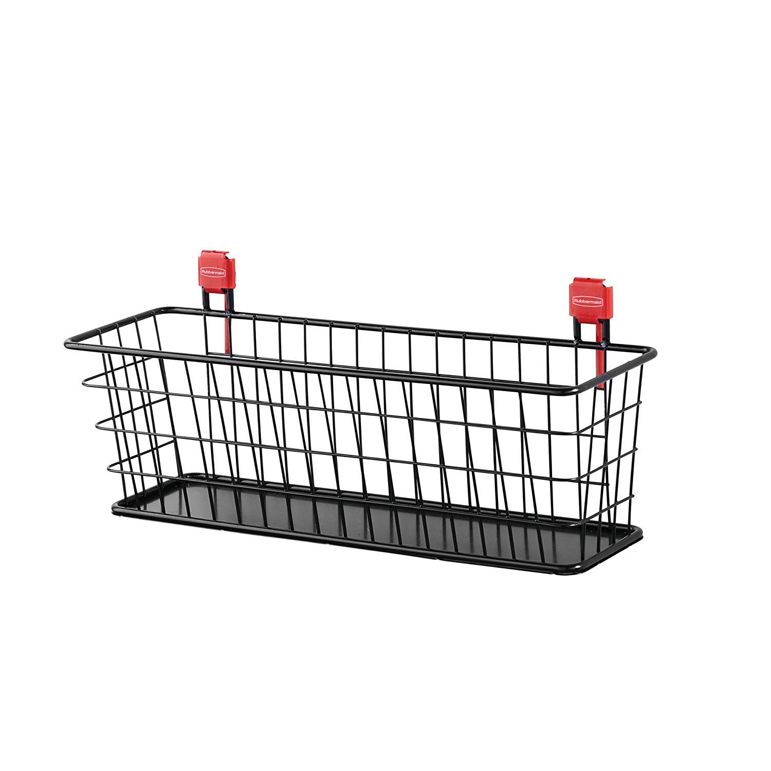 Rubbermaid Outdoor Metal Backyard Storage Accessories Shelf, Black Wall-Mounted Storage Wire Basket Tool Organizer