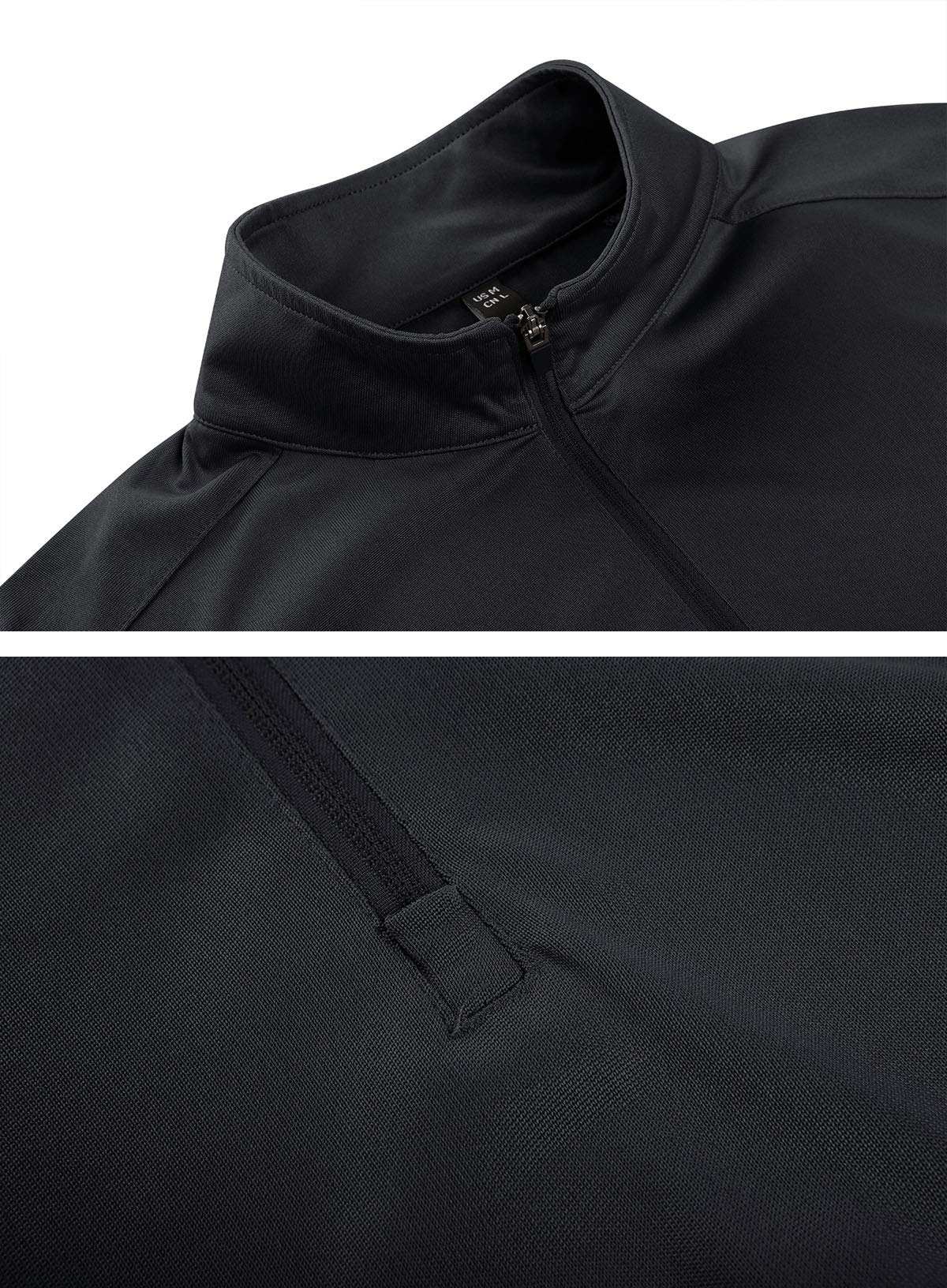 TACVASEN Men's Athletic Shirts Long Sleeve Workout Hiking Golf Polo Active Shirt Black L