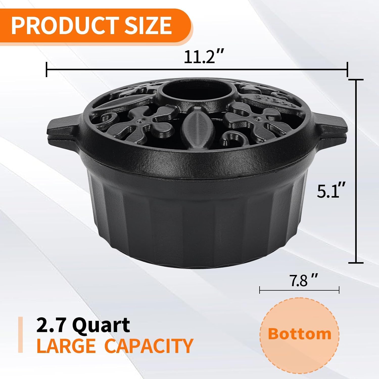 STBoo Wood Stove Steamer: Cast Iron Fireplace Humidifier | Indoor Pot for Home Heating | Round Bowl Fire Place Stove Covers Accessories Decorative | Matte Finish & Rust Resistan & 2.7 Quart, Black