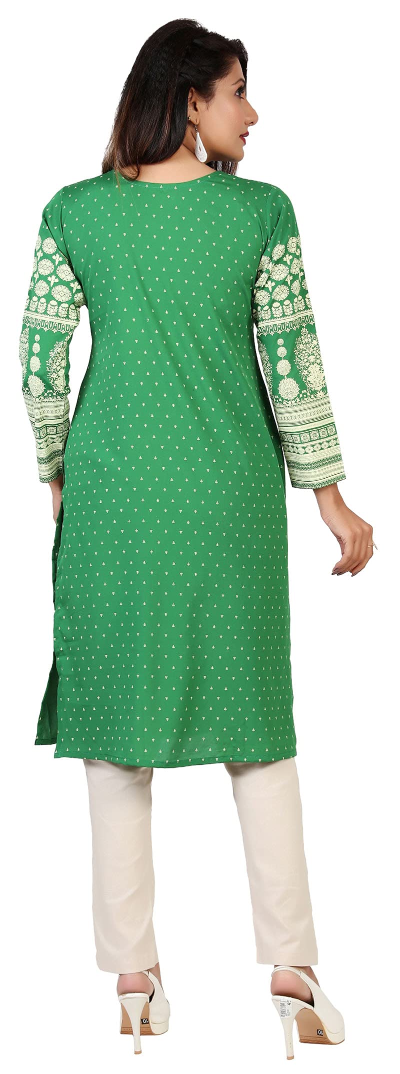 Plus Size Indian Kurtas for Women Long Kurti Tunic Tops (Green, 7XL)