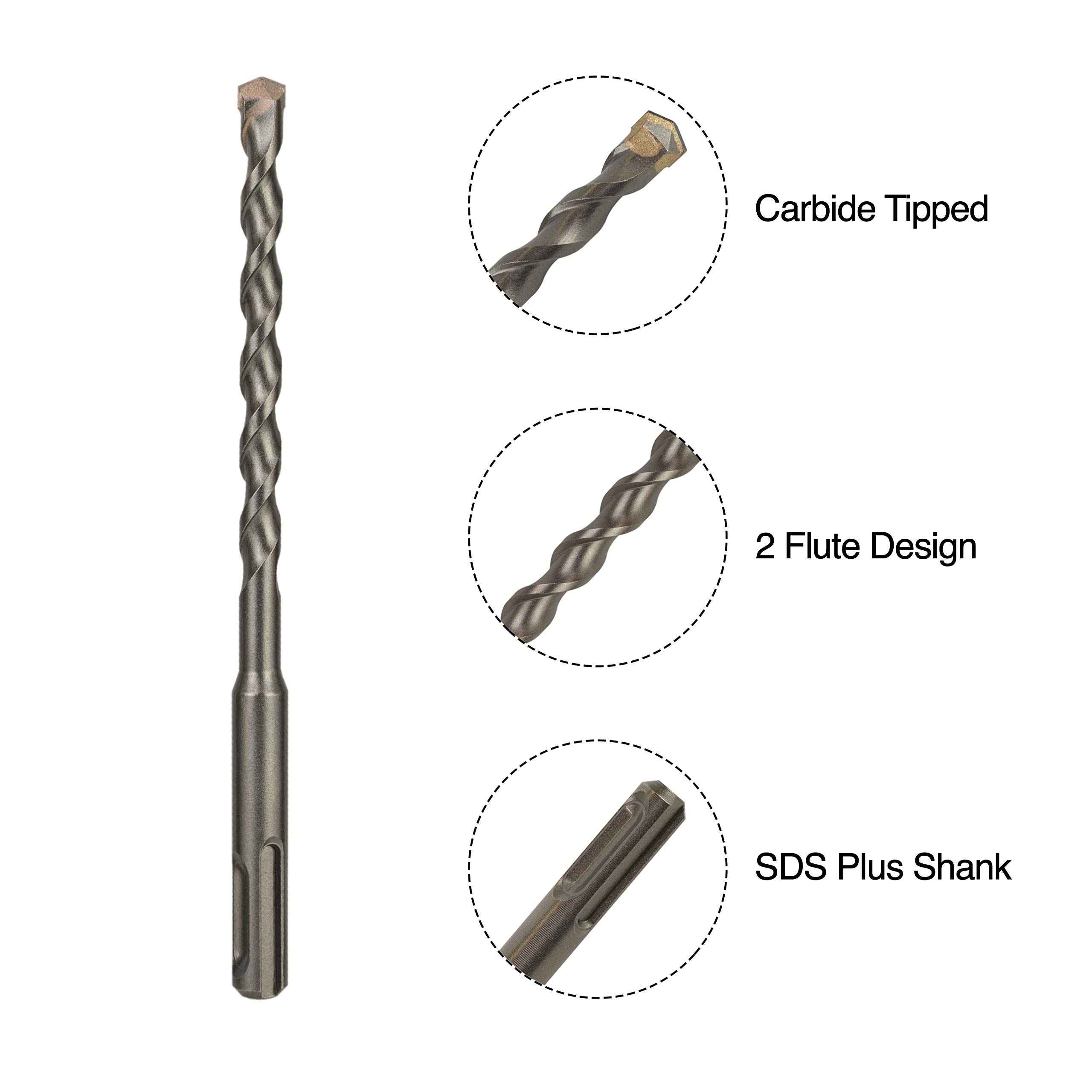 Sabre Tools 6-Piece SDS Plus Drill Bit Set, Carbide Tipped Masonry Bits for Brick, Stone, Concrete