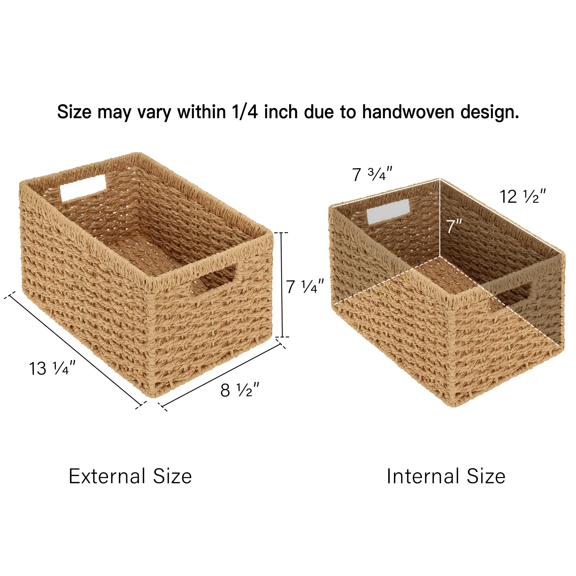 StorageWorks Set of 5 Round Paper Rope Storage Baskets, Large Storage Baskets for Organizing