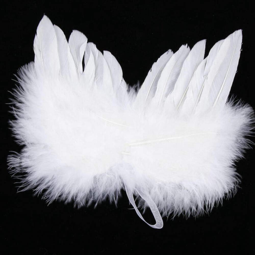 SPDD 10pcs Christmas Tree Decor Feather Wing,Christmas Tree Decoration Angel Wings Hanging Ornament Home/Party/Wedding White Feather Wing Ornament(12x10cm)