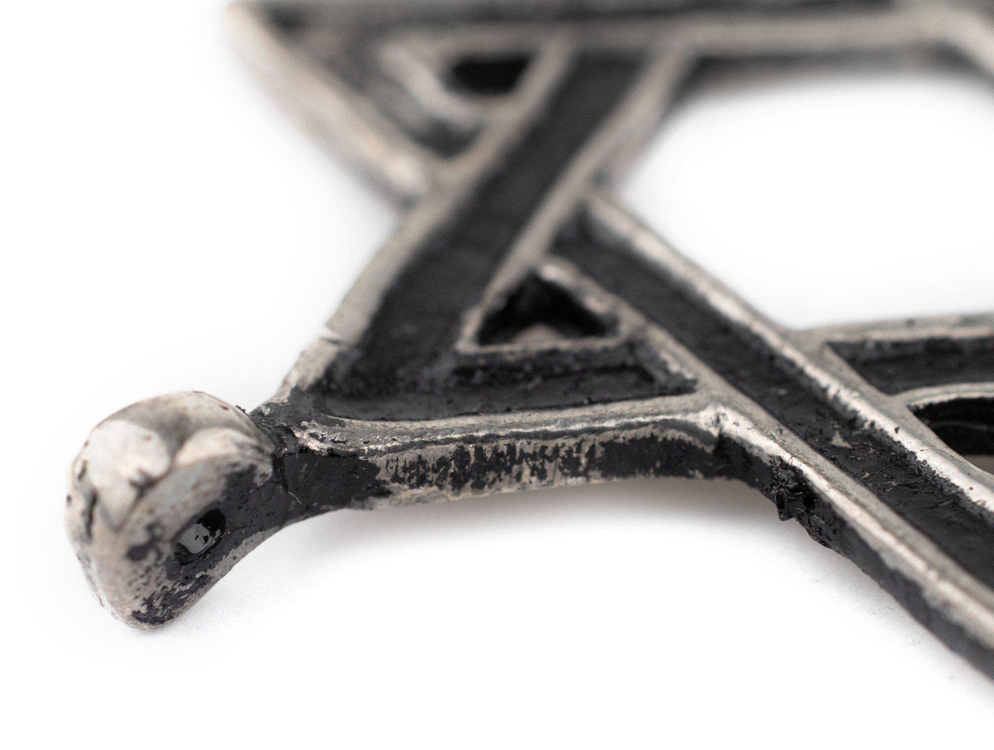 TheBeadChest Silver Star of David Pendant (48x62mm), Ethnic & Rustic Judaica Jewelry Supply