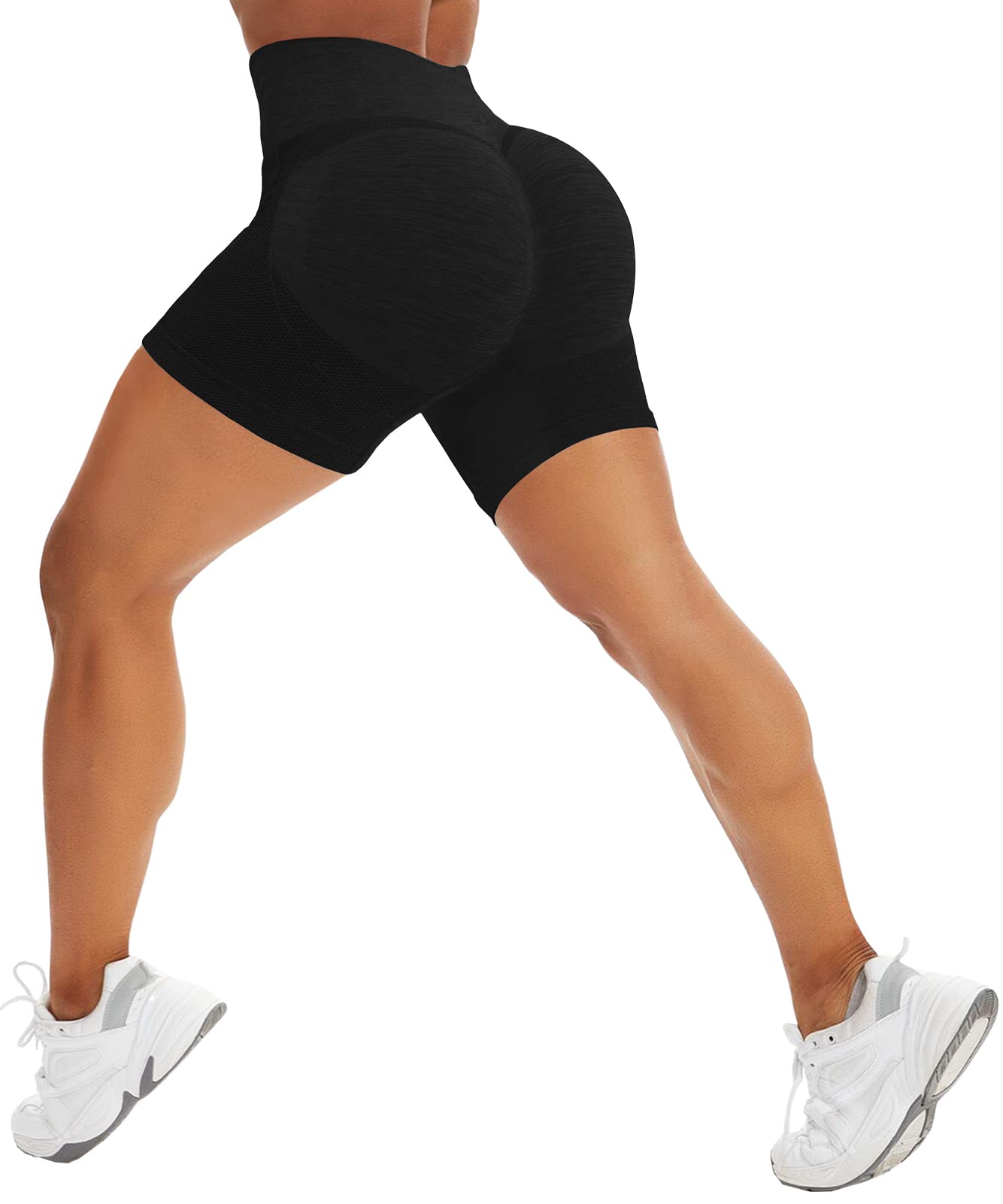 YAMOM Women’s Seamless Biker Shorts Workout Gym High Waisted Butt Lifting Shorts Scrunch Booty Yoga Shorts
