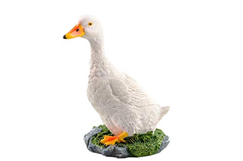 Rich Boxer Simulation Duck Figurine Resin Duck Decor Artificial Duck Model Duck Statue for Garden Pond Decoration Art Crafts Statues(White)