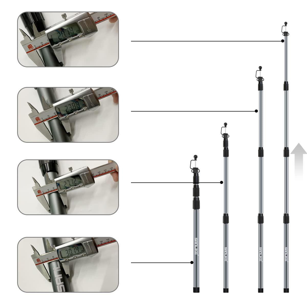 SANLIKE Tent Poles for Tarp, 98 in Tarp Poles Set of 2, Tent Poles Replacement, Telescoping Pole, Canopy Poles, Camping Poles for Rooftop Tents, Trekking Pole Tent for Rain Fly, Camper, Awning β Gray