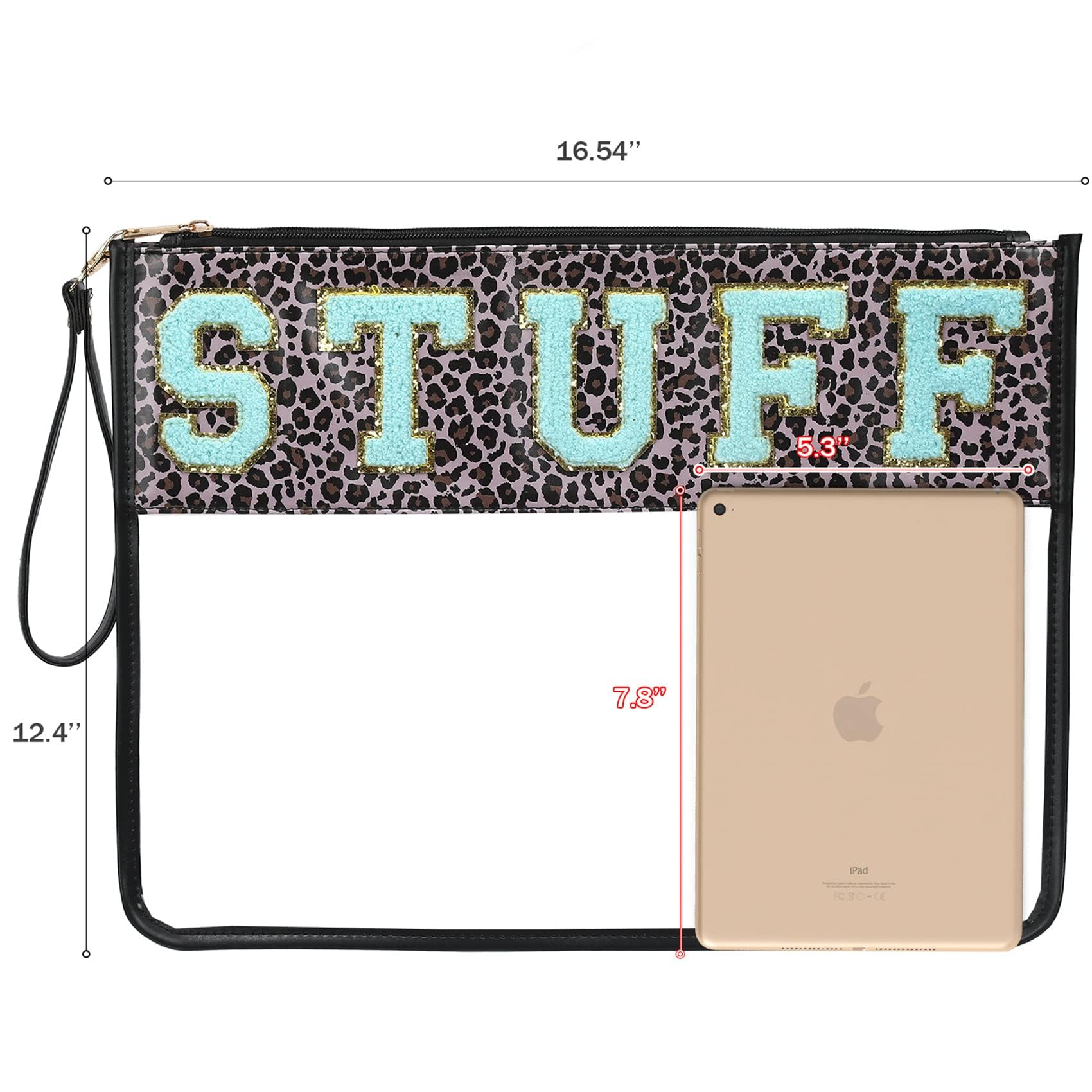 XinblueCo Monogram Leopard Clear Stadium Letter bags Chenille Clear Letter bag PVC Clear Bags Clear Purse Beach Bags