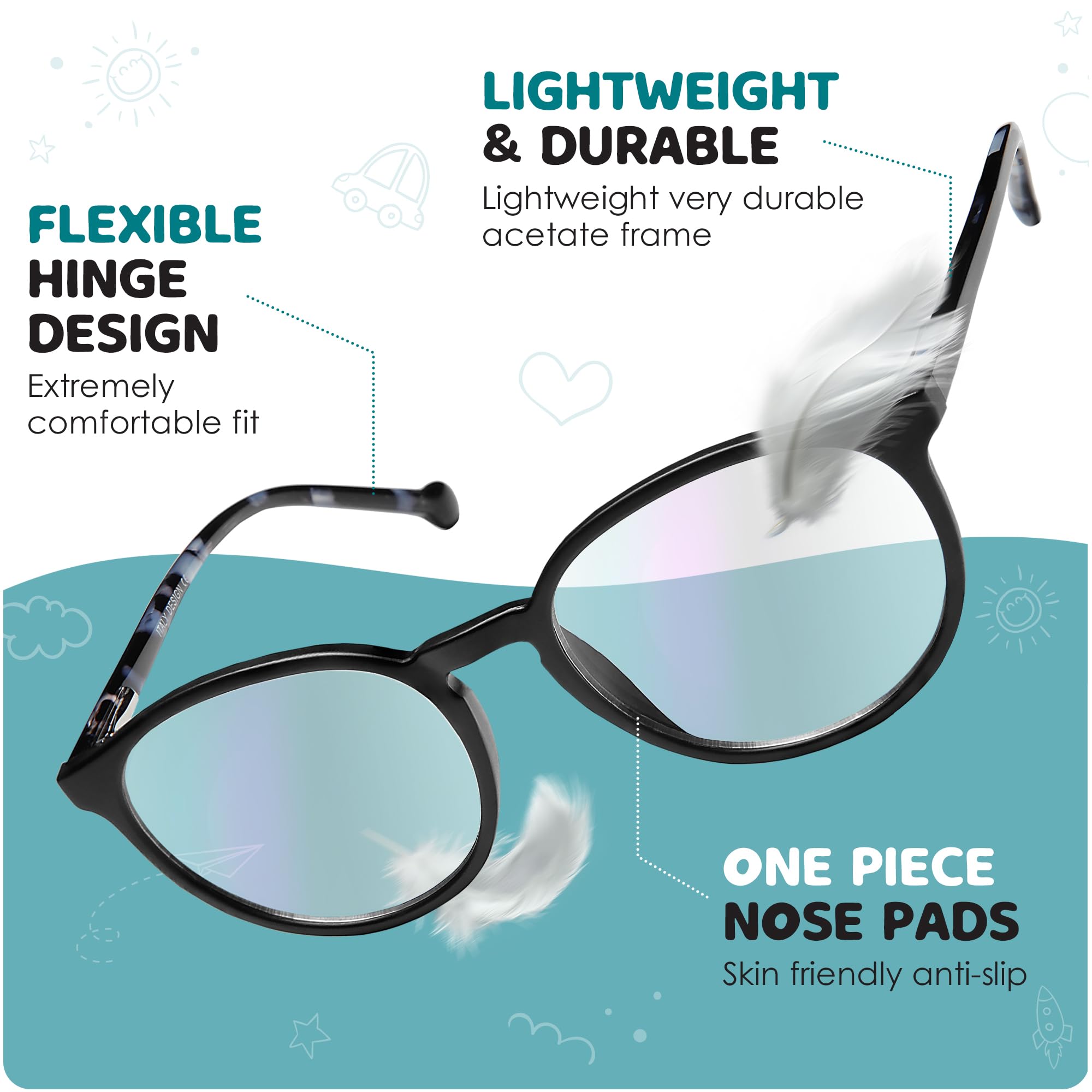 Prospek Blue Light Glasses for Kids, High Optical Quality Clear Lenses, SHARP. Computer Blue Light Blocking Glasses for Children 5-12y.o