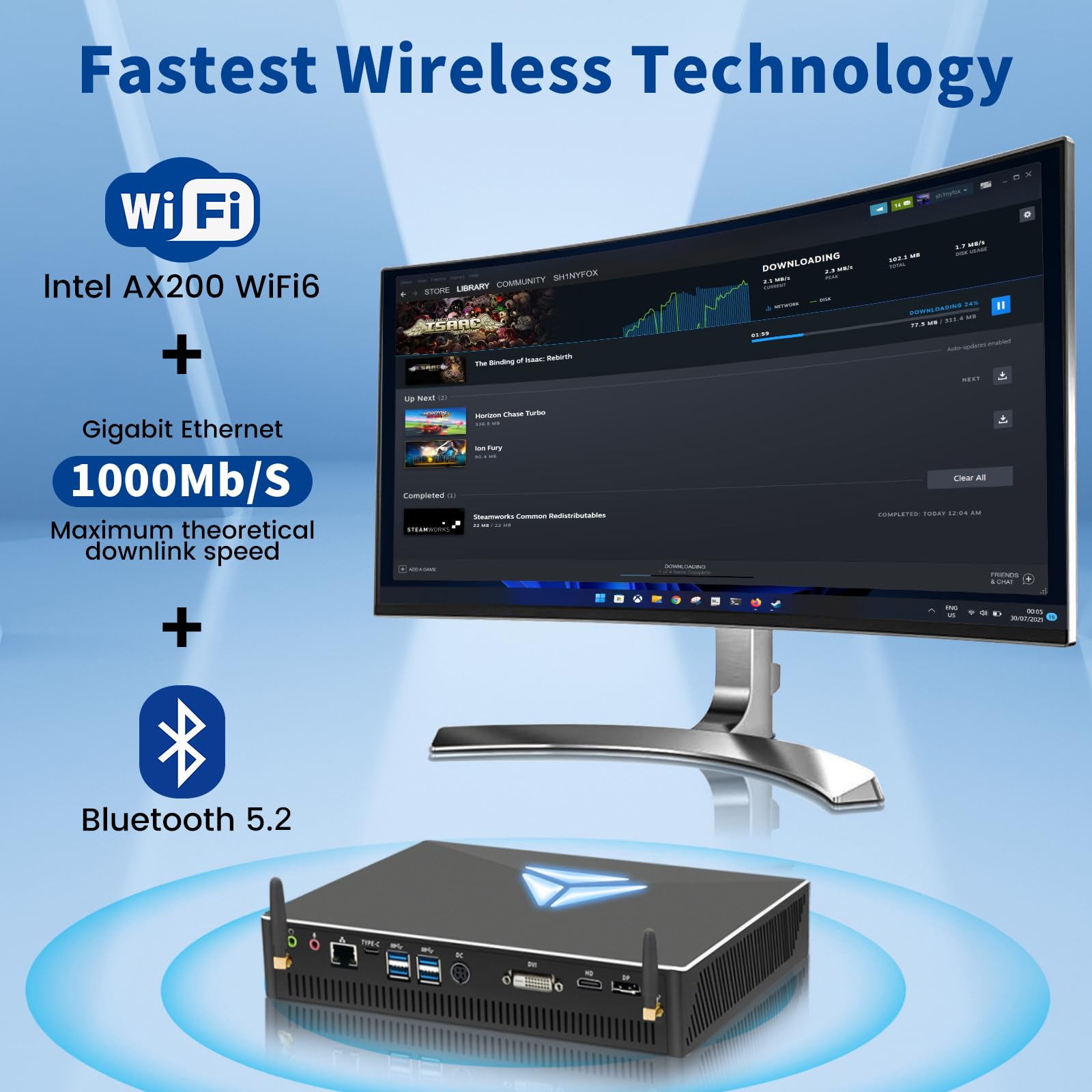 Thdeukoty Mini Desktop PC Computer i9-9900KF Windows 11 Pro, Gaming PC GeForce RTX2060S 8G, 64G DDR4 RAM 1T NVME SSD, 4K@144Hz HDMI/DP/DVI Triple Display, WiFi 6 Bluetooth 5.2 for Gaming/Design