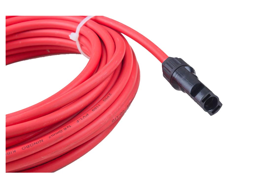 SHIERLENG 1 Pair 10AWG 10FT Solar Extension Cable with PV Male Female Connector Photovoltaic Red Black Wire (6mm2) for Solar Panel Cable Kit System (10FT)