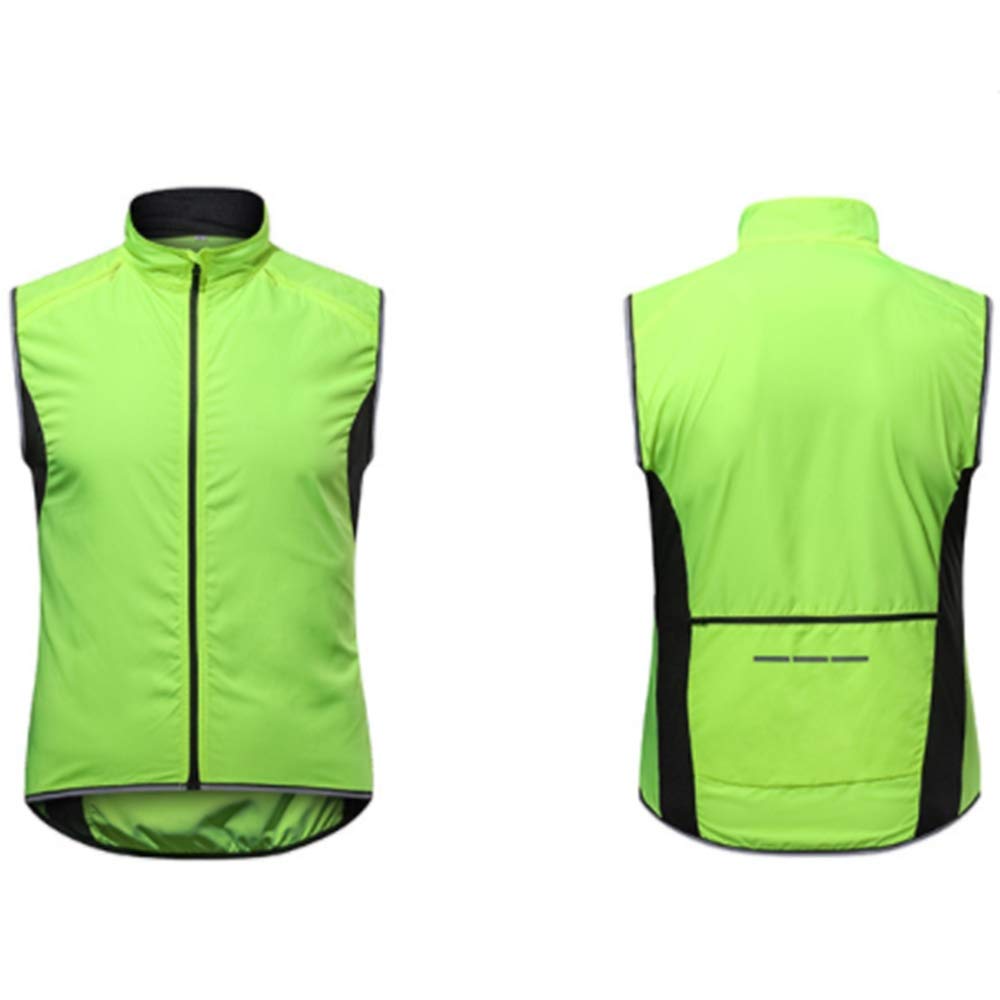 Shlia Men's Cycling Running Jacket Windproof Vest Bike Sleeveless Jacket Water-Resistant Coat (Green,L)