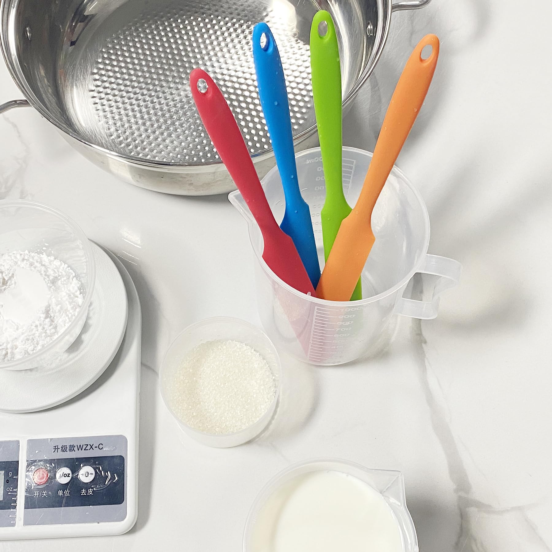 zYoung 4 Pcs Silicone Spatula Set Heat Resistant Cake Cream Butter Spatulas Mixing Batter Scraper Non-Stick Flexible Baking Cooking Tool