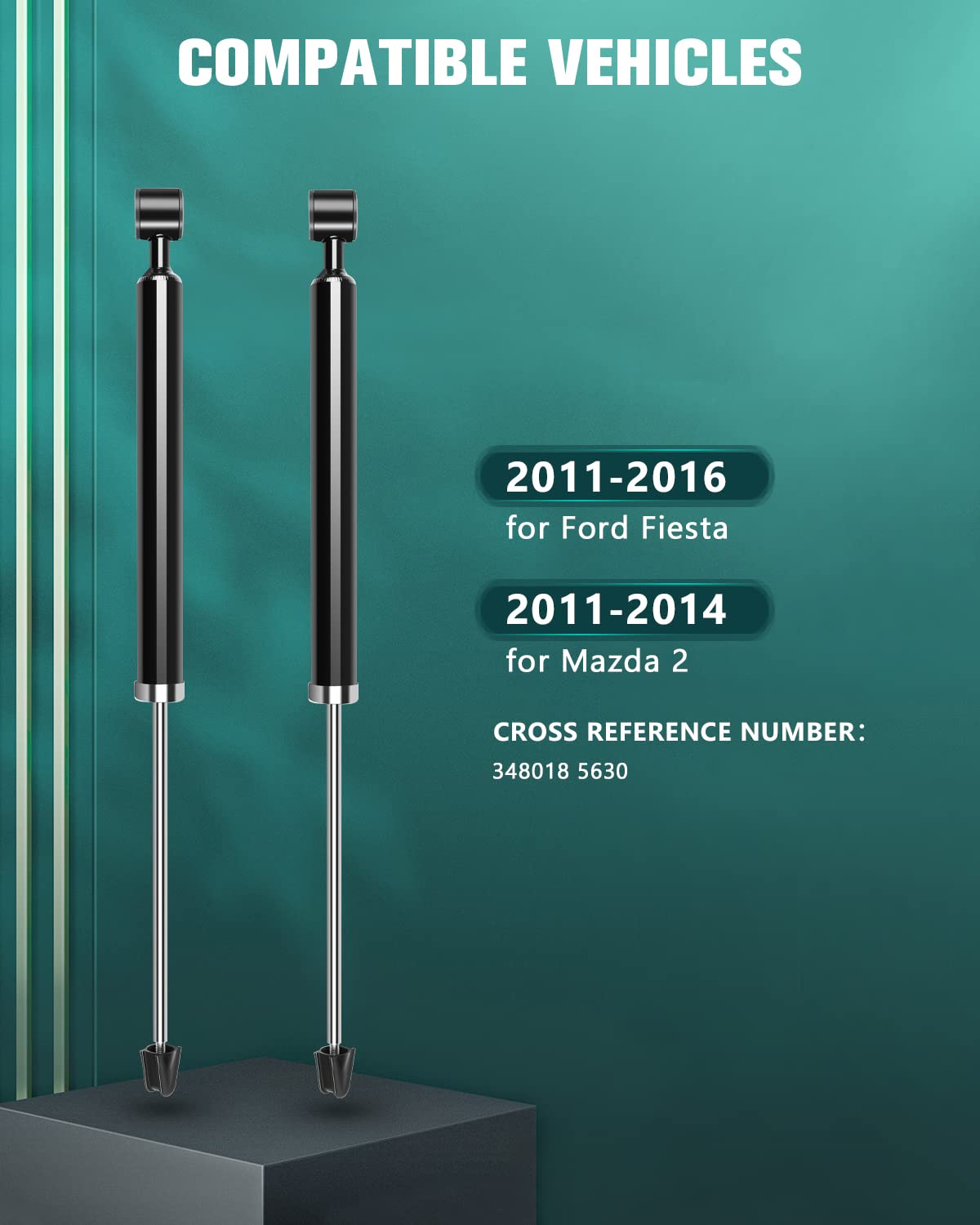 Shocks for Ford,AUTOMUTO Shocks Absorbers Kit 2x Rear Shock Sets Fits 2011 2012 2013 2014 2015 2016 for Ford Fiesta,2011 2012 2013 2014 for Mazda 2 Auto Shocks 348018